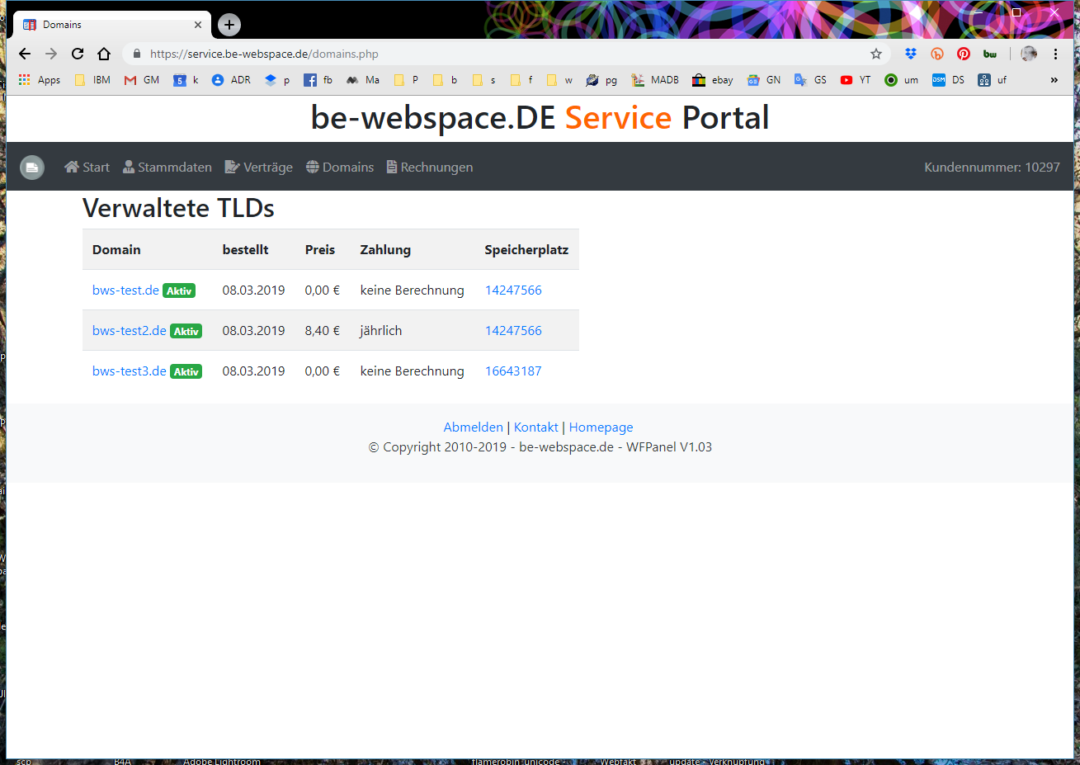 Webfakt Info Panel / Modifying | be-webspace.DE